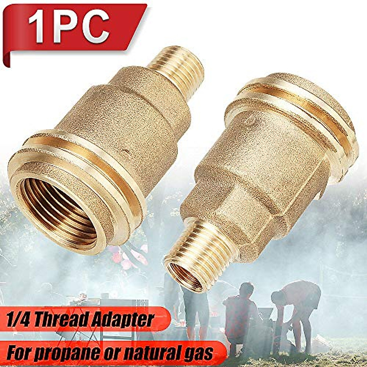 JINYI QCC1 Nut Propane Gas Fitting Hose Adapter with 1/4" Male Pipe Thread Propane Quick Connect Fittings Solid Brass Propane Adapter