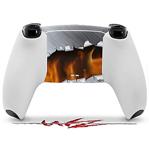 WraptorSkinz Skin Wrap compatible with Sony PS5 DualSense Controller Ripped Metal Fire (CONTROLLER NOT INCLUDED)