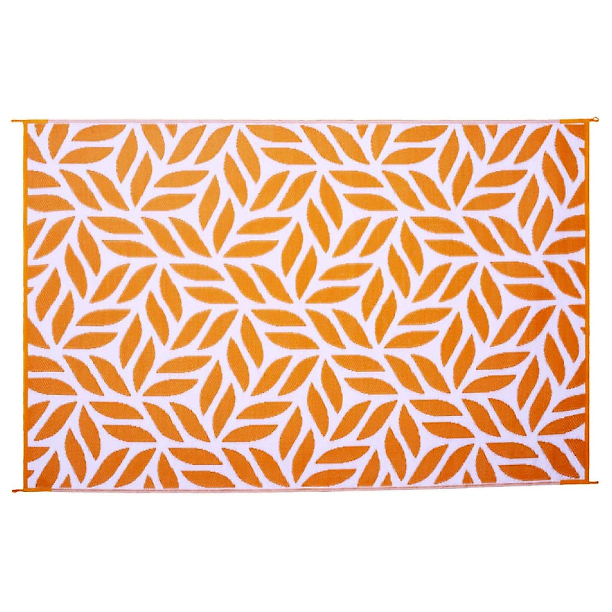 Stylish Camping 256099 6-feet by 9-feet Reversible Mat, Plastic Straw Rug, Large Floor Mat for Outdoors, RV, Patio, Backyard, Picnic, Beach, Camping - Leaf Mat (Mango/White)