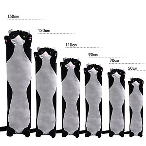 shangman Lovely Plush Cat Doll Cute Cartoon Soft Stuffed Kitten Pillow Long Throw Sleeping Pillow Doll Toy Valentines Day Gift for Kids Girlfriend (Black, 50cm/19.6in)