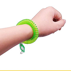 YallFairy Pack of 55 Wristlet Keychains Stretchable Plastic Wrist Keychain Bracelet Keychain Wrist Coil Wrist Band Key Ring Chain Holder Tag