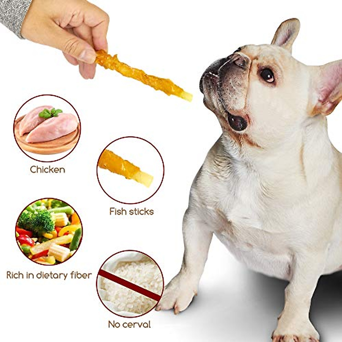 Jungle Calling Rawhide Free Healthy Treats for Dogs, Chicken Wrapped Cod Sticks Dog Treats, Soft Chewy Treats for Training Rewards, 11 oz (Chicken)