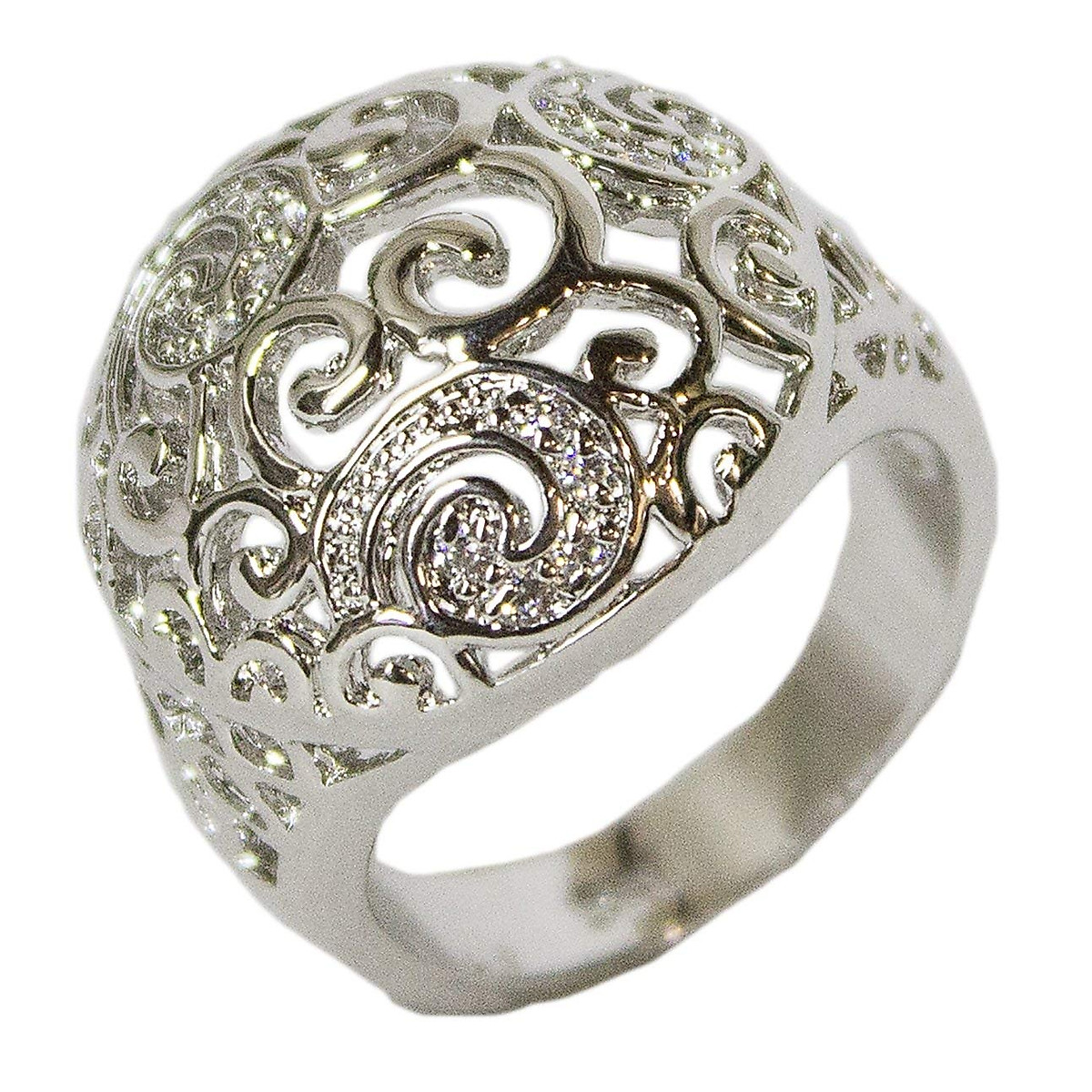 RS Covenant Women's Rhodium Plated Dress Ring Vintage Style Filigree 109 (10)