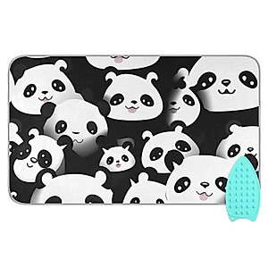 GOODOLD Cute Panda Ironing Mat Portable Travel Ironing Pad for Washer,Dryer,Table Top, Iron Board Alternative Cover, Large Heat Resistant Ironing Blanket
