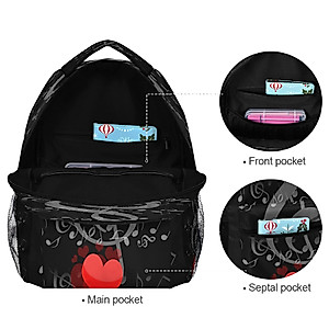 ALAZA Music Notes Love Heart Red Travel Laptop Backpack Business Daypack School Bag Bookbag Fit 15.6 Inch Laptops for Women Men Girls