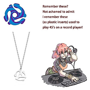 MAOFAED Record Adapter Necklace DJ Retro Symbol Gift DJ Gift Record Adapter Jewelry Music Lovers Jewelry 45 rpm Adapter Necklace (Adapter Necklace)