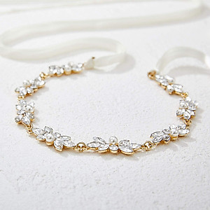 SWEETV Flower Girl Hair Accessories for Wedding Headband Girls Headpiece Princess Crystal Hair Pieces for Birthday Party, First Communion