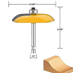LEATBUY Router Bit Set 3 PCS 1/4 Inch Shank Round Over Raised Panel Cabinet Door Ogee Rail and Stile Router Bits, Woodworking Wood Cutter Milling Tool(1/4-Single)