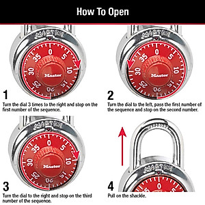 Master Lock 1505D Locker Lock Combination Padlock, 1 Pack, Colors may vary