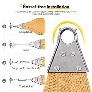 Quictent Sun Shade Sail Canopy 260GSM Polyester Fabric Shade Cloth for Outdoor Patio Backyard, Hardware Kit Included, 26X20 FT, Sand