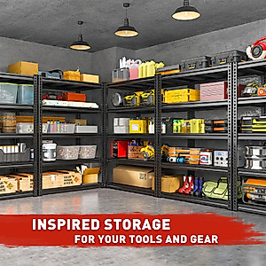 REIBII 72"H Garage Shelving Load 2500 Lbs Garage Storage Shelves Heavy Duty Shelving 5-Tier Adjustable Garage Shelves Sturdy Metal Shelves for Storage Garage Shelf Industrial Shelving 72"H x36"W x18"D