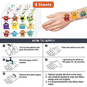 Monster Temporary Tattoos for Kids, 96PCS Birthday Party Decorations Supplies Party Favors Supper Cute Little Monster Tattoo Sticker Style Gift Ideals for Boys Girls Schools Prizes Themed