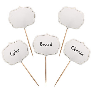BLUE TOP 50 Pieces Cupcake Picks Blank Toothpick Flags Cake Toppers Cheese Markers Buffet Labels for Charcuterie Board Food Tags Toothpick Signs,Wedding,Birthday Party and Dinner Decorations Supplies.