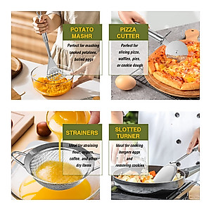 Stainless Steel Kitchen Utensil Set- Fungun 28 Pcs Cooking Nonstick Cookware Set with Spatula - Best Gadgets Tools Kitchen Accessories