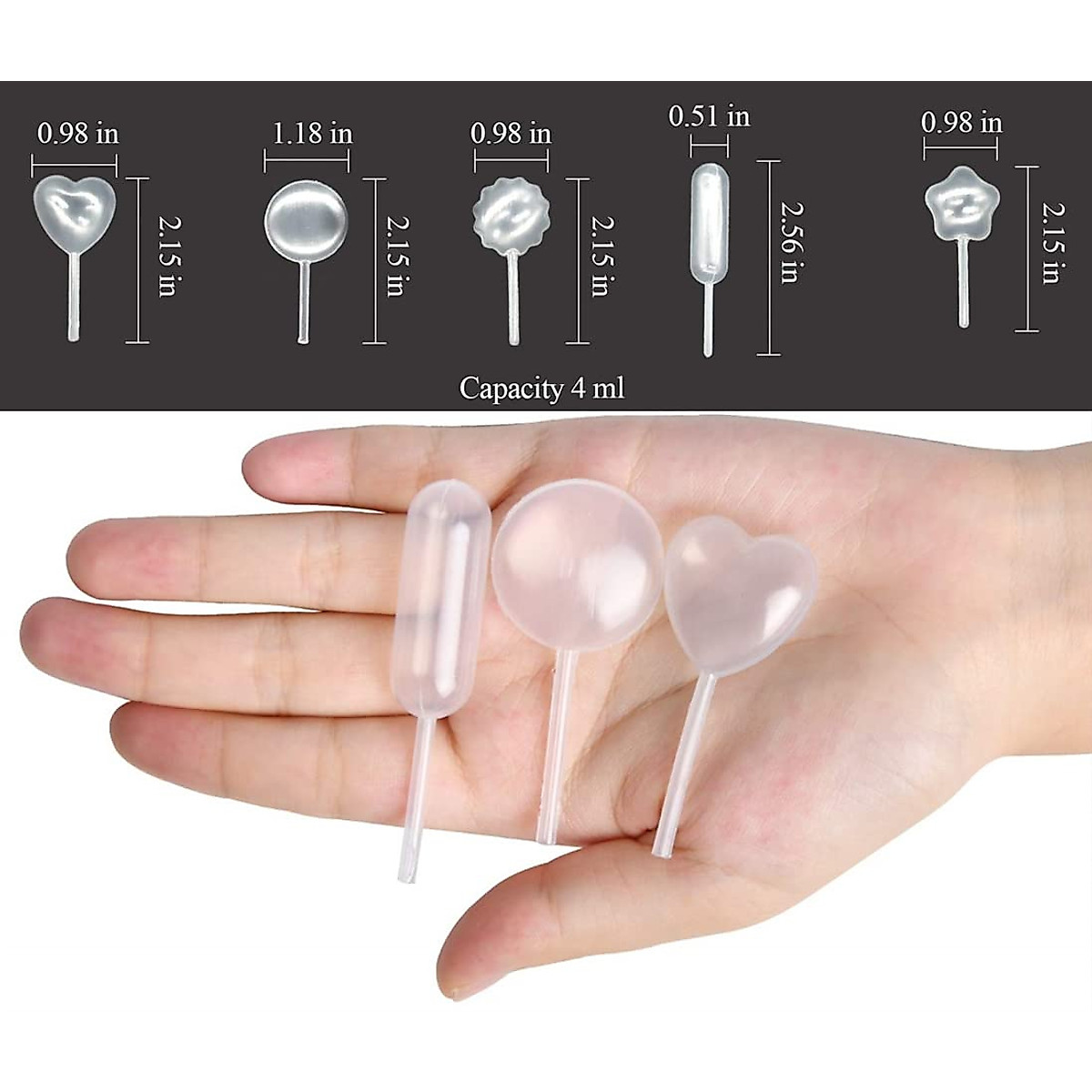 Pack of 50 4ml Transparent Plastic Cupcake Pipettes (Star Shape)