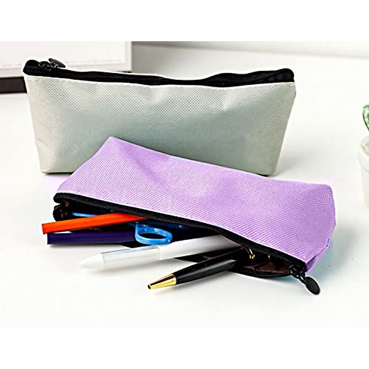 HappyDaily 8 Pack Beautiful Pencil case Pen bag or Cosmatic bag Makeup case or Coin Purse Pouch (Red/Purple/Yellow/Orange/Green/White/Blue/Black)