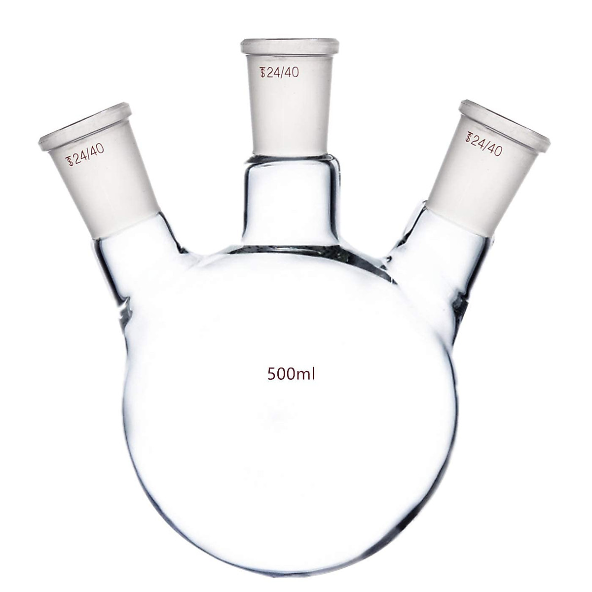 Deschem 500ml,3-Neck,24/40,Round Bottom Glass Flask,Three Necks Lab Bottle