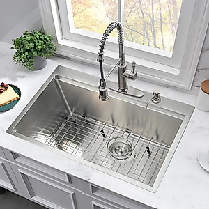 33 In Drop In Kitchen Sink Workstation-Bokaiya Kitchen Sink 33x22 Drop In Workstation Sink Topmount 16 Gauge Single Bowl Stainless Steel Kitchen Sink with Cutting Board