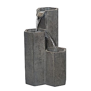 Alpine Corporation 25" Tall Indoor/Outdoor 3-Tier Hexagonal Columns Fountain with LED Lights