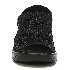 BZees Womens Star Bright Slingback Wedge Sandal, Black, 9 US