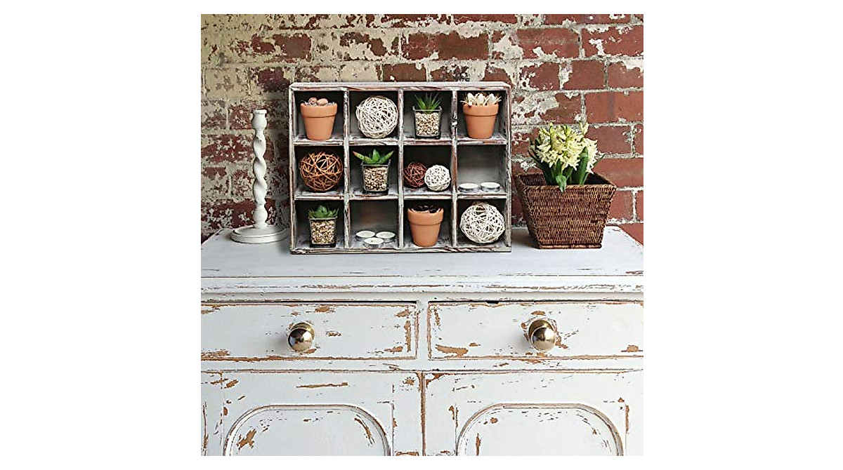 MyGift Torched Wood Shadow Box - 12 Compartment Display