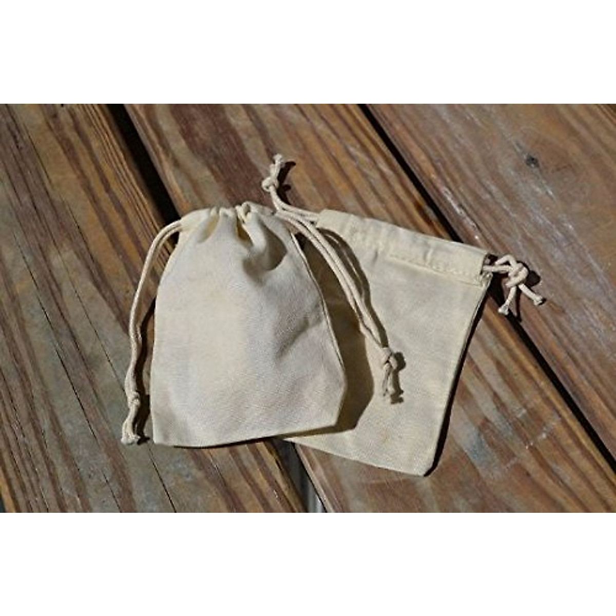 REUSABLE ECO FRIENDLY 3X5 INCHES COTTON CANVAS DOUBLE DRAWSTRING MUSLIN BAGS (Natural color) (200)