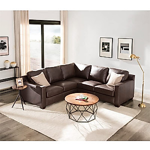 Nice Link Home Furnishings Lauren Leather Two Piece Dark Brown Colored Sectional