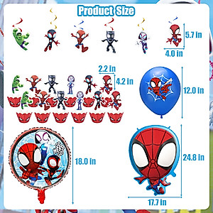 Spidey and His Amazing Friends Birthday Decorations, Spidey and Friends Party Supplies Include Banner, Foil Balloons, Cake Toppers, Tablecloth for Spidey Theme Party