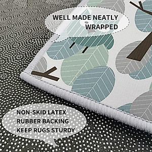 Shine-Home Non-Slip Kitchen Rugs Set of 2 Animal Owl Plant Illustration,Water-Absorbing Runner Carpet Area Mat for Bedroom Bathroom Indoor Use Rubber Backing Accent Throw Washable,White Extra Long