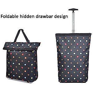 Shopping Trolley on Wheels Multi Function Shopping Cart Folding Portable Trolley Case Handbag Dual-Use Intimate Storage Hand Trucks,Black,17 * 36 * 47Cm ,