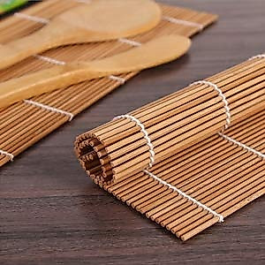 Fu Store Sushi Making Kit Set 9 PCS-Sushi Rolling Mats Rice Paddle Rice Spreader Sushi Roller Bamboo Beginner Sushi Maker