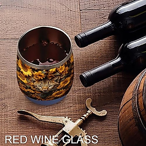 WYUSPGK 304 Stainless Steel Insulated Cup, Leopard And Sunflower Print Smooth Rim, Durable & Reusable - Perfect for Office, Home, And Travel