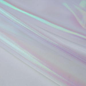 Sheer Iridescent Organza Fabric 58 Inches Wide - 5 Yards Precut - Shinny Wedding Party Decor Fairy Costume Voile Doll Clothes Sewing - White