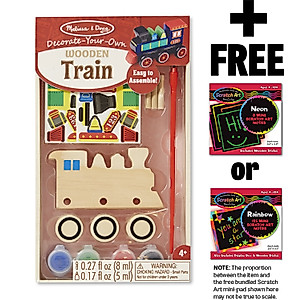 Melissa & Doug Wooden Train Decorate-Your-Own Kit + Free Scratch Art Mini-Pad Bundle [88466]