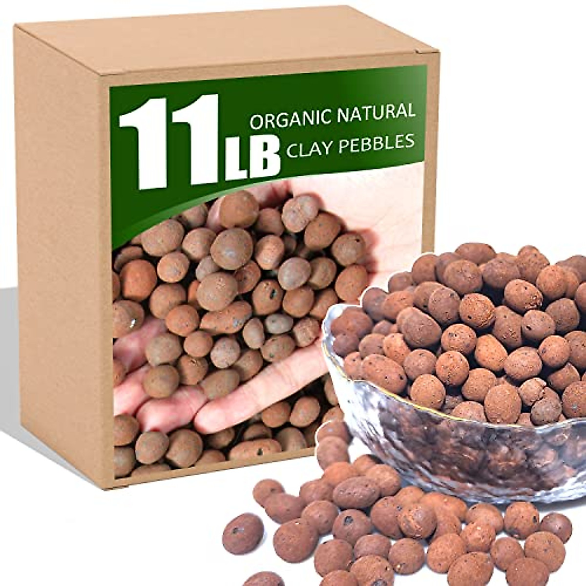 11LB Organic Expanded Clay Pebbles,for Soil Hydroponic Rocks Orchids,Indoor Plants,Succulents (11)
