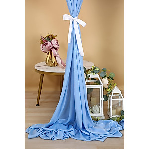 SHERWAY 9.6 Feet x 10 Feet Sky Blue Silky Soft Curtain Wedding Backdrop Drapes, Slightly Shiny Satiny Window Curtains for Party Ceremony Decoration