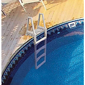 Confer Plastics 635-52X Sturdy Above Ground in-Pool Swimming Pool Ladder for Decks Adjustable from 46"-56"