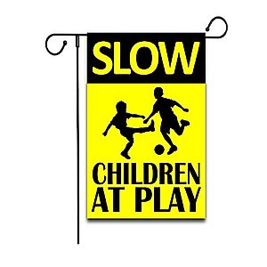 IFHUH Slow Children at Play Garden Flag Safety Caution Yard Sign Garden Flag Fall Yard Sign Garden Flags Rustic Country Decor Yard Decor Outdoor Decor Double Sided Flax Garden Flag 12" x 18"
