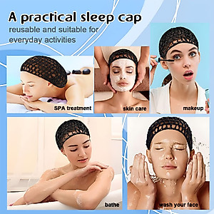 MODSIGHT Mesh Hair Net for Women Sleeping, 4 Pcs Rayon Snood Crocheted Cover Ornament for Sleeping, Black Crochet Hair Net for Women Sleep Cap (Black)