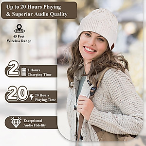 ASIILOVI Bluetooth Beanie, Double-Layer Wool Lining Bluetooth Hat Beanie for Men/Women/Teens/Family, 20hrs Playing, Gift Packaging for Christmas Stocking Stuffers Thanksgiving (001-Black)