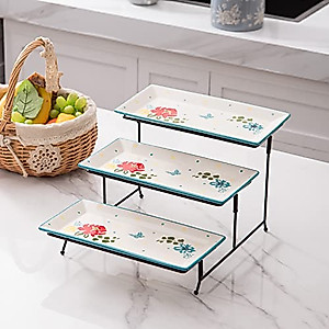 Wisenvoy 3 Tier Serving Tray Serving Platter Tiered Serving Tray Ceramic Serving Platters 12 Inch Serving Trays for Party