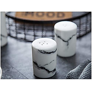 Sizikato 2pcs Marble Stripes Ceramic Salt and Pepper Shakers Marble-Style Furniture Kitchen and Table Decoration.