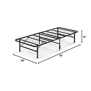 Zinus SmartBase Zero Assembly 14 Inch Bed Frame / Mattress Foundation (No Box Spring Needed) - Narrow Twin & Memory Foam 5 Inch Cot Size / Narrow Twin Mattress