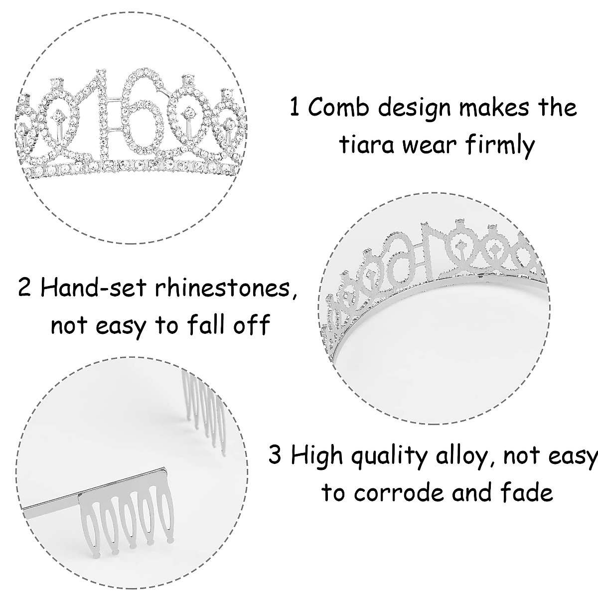 16th Birthday Tiara and Sash Kit- Silver "Sweet 16"Birthday Decorations 16th Birthday Party Gifts Birthday Party Supplies for Girls (silver)