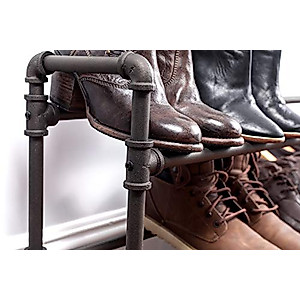 Real Home Innovations Modern Industrial Style 2 Tier Shoe Rack, 36" W x 8.2" d x 16" H, Satin Pewter