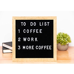 Pearhead Natural Wood And Black Felt Classic Letter Board Set, Includes 294 White Letters, Modern Reusable Message Board, Gender Neutral Photo Prop, Nursery And Home Decor, 10" x 10"