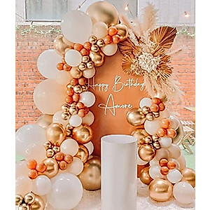 141Pcs Orange and Gold Balloon Garland Arch Kit-Cream White Orange Gold Balloons for Wedding Decoration Baby Shower Decorations Birthday Party Decoration