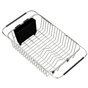 TESOT Adjustable Over Sink Dish Rack Stainless Steel Dish Drying Rack On Counter or in Sink, Rustproof