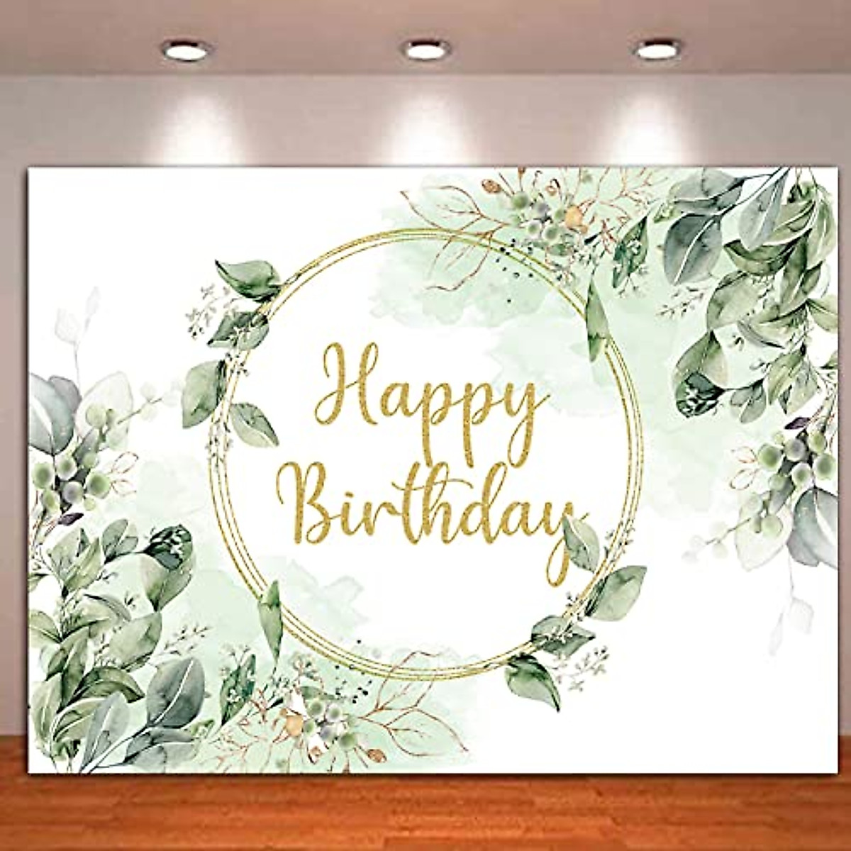 Greenery Succulent and Eucalyptus Leaves Photography Backdrop Bloom Eucalyptus Leaves Photo Background for Happy Birthday Party Decoration Cake Table Banner Supplies 7x5ft