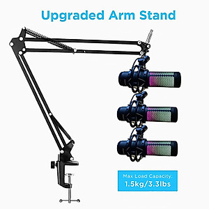 Compatible with HyperX Quadcast S Mic Boom Arm, For Hyperx Quadcast Microphone Adjustable Stand with Pop Filter,Windscreen to Improve Sound Quality By YUZUHOME